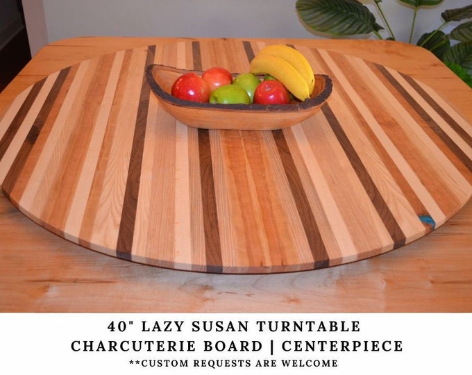 Lazy Susan Turntable, 40” Rotating Centerpiece, Turntable Charcuterie ...