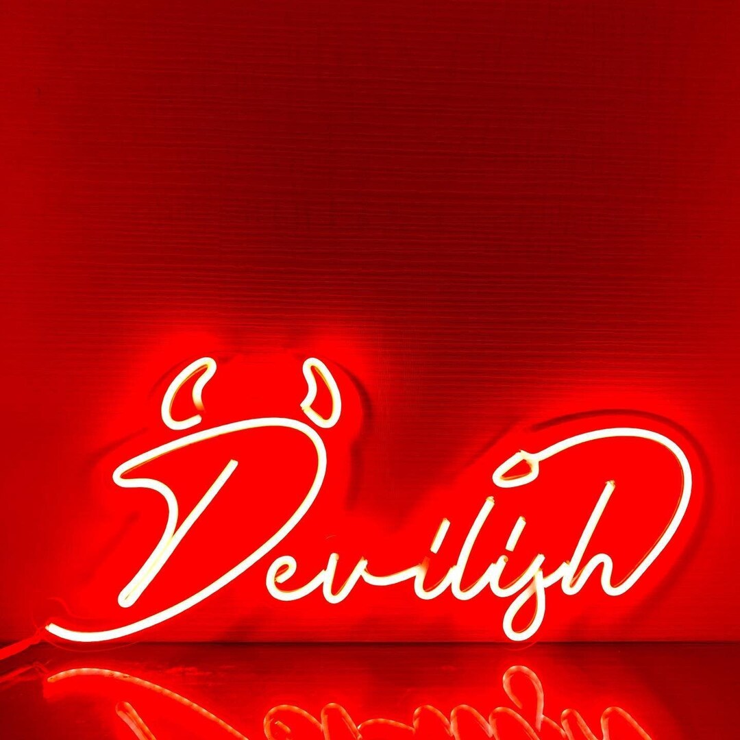 Cute Devil Custom Name Neon Sign, Personalized Party Bar Club Led Neon ...