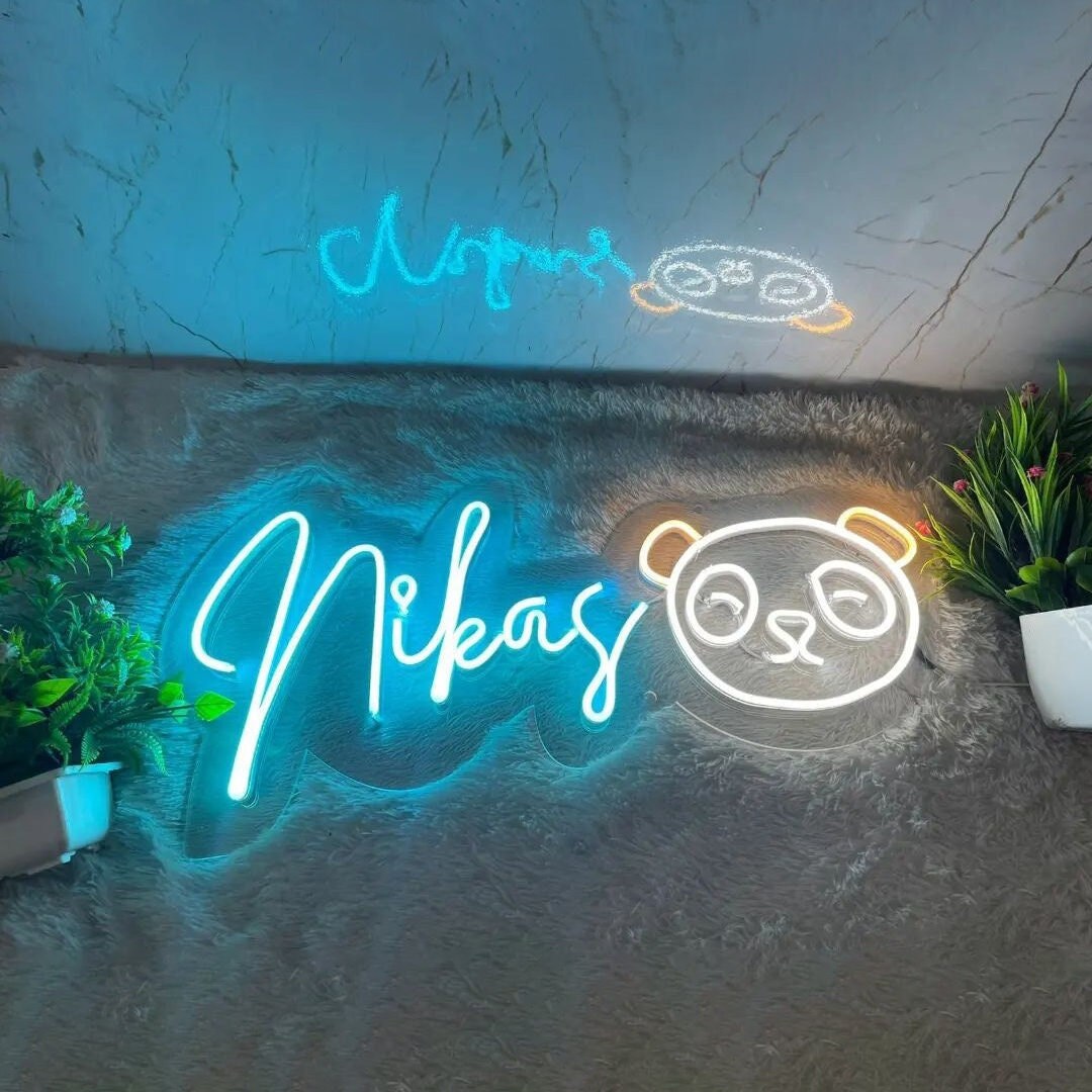 Custom Panda Bear Neon Sign, Personalized Panda Led Neon Lights, Animal ...