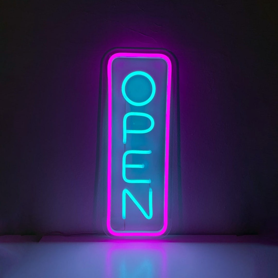 Vertical Open Neon Sign, Open Led Sign, Home Decor, Bar Neon Sign, Custom Neon Sign, Shop Decor ...
