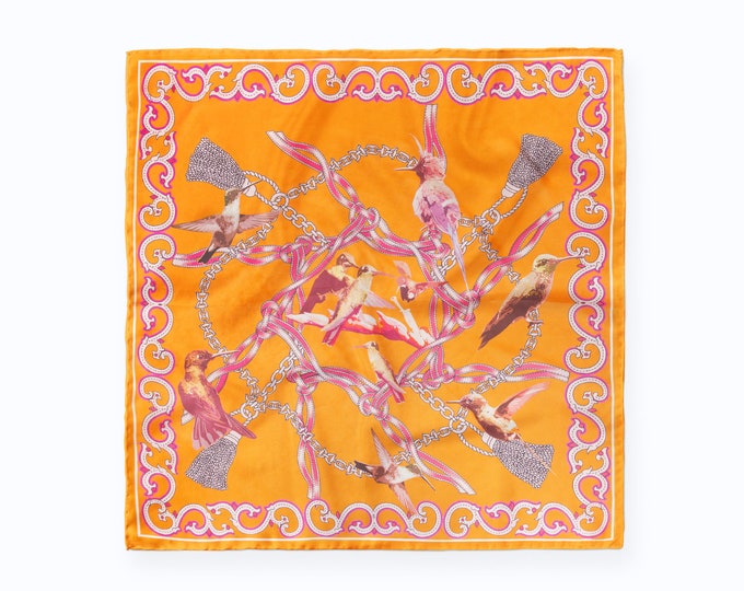 Bird Print Large Silk Scarf Shawl Handmade 100% Natural - Etsy