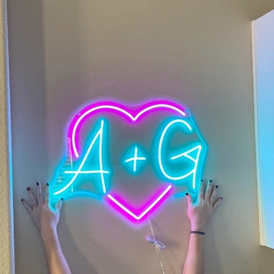 Custom Name Neon Sign With Heart, Personalized Led Signage Kid Room ...