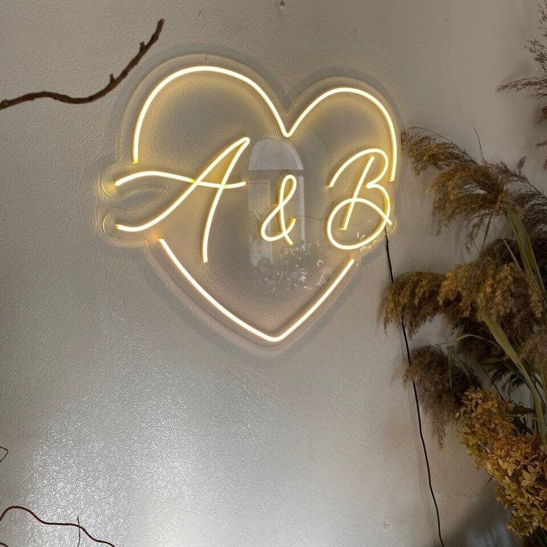 Custom Initials Heart Neon Wedding Sign Personlized Wedding - Etsy