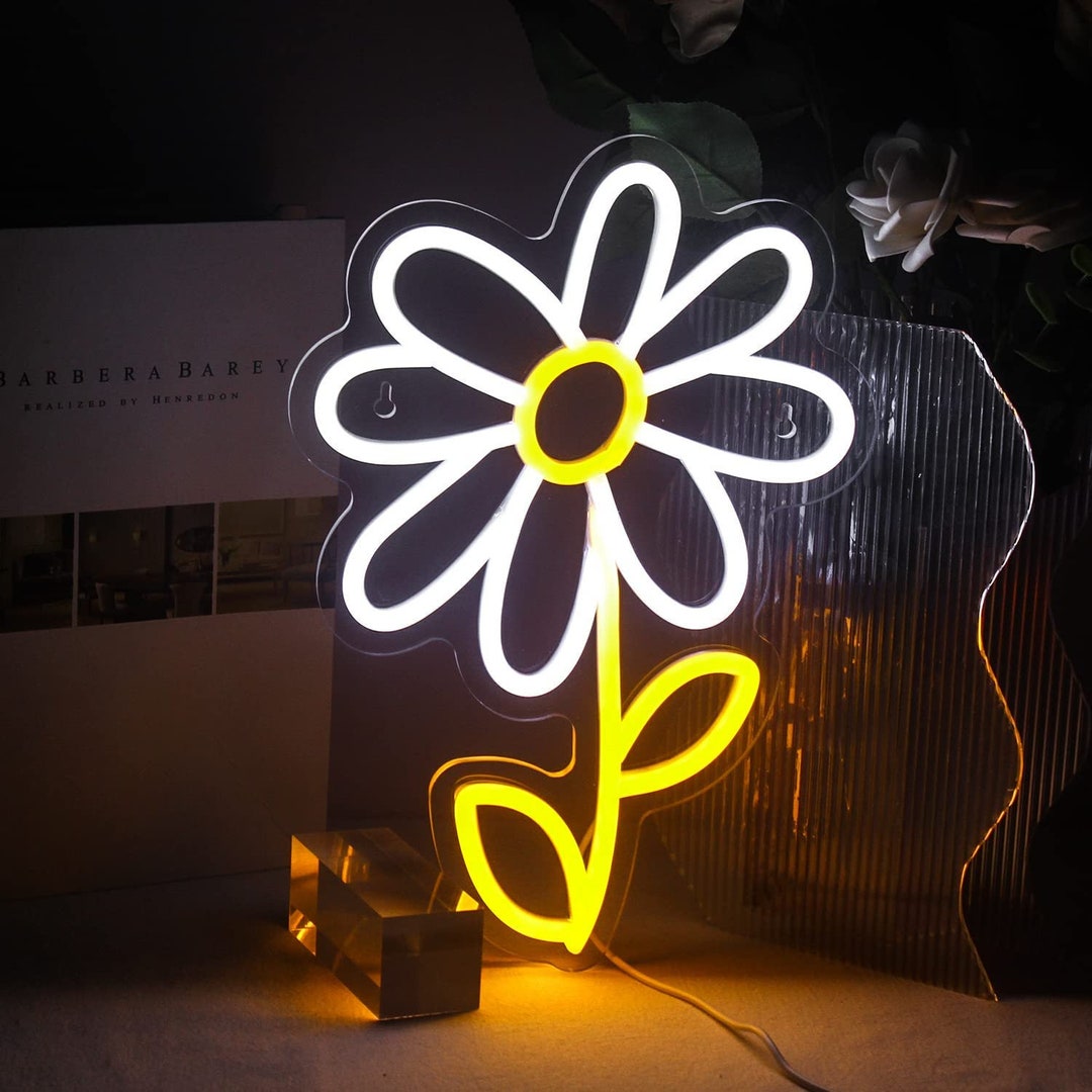 Daisy Flower Neon Sign, Custom Flower Led Light Sign, Neon Sign Bedroom ...