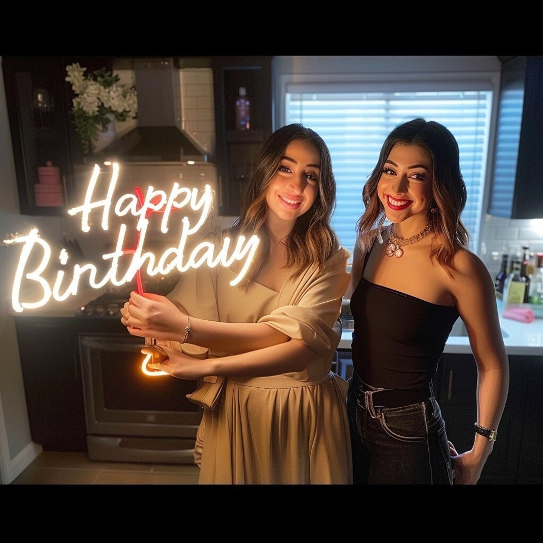 Happy Birthday Custom Sign, Neon Happy Birthday Sign, Custom Birthday ...