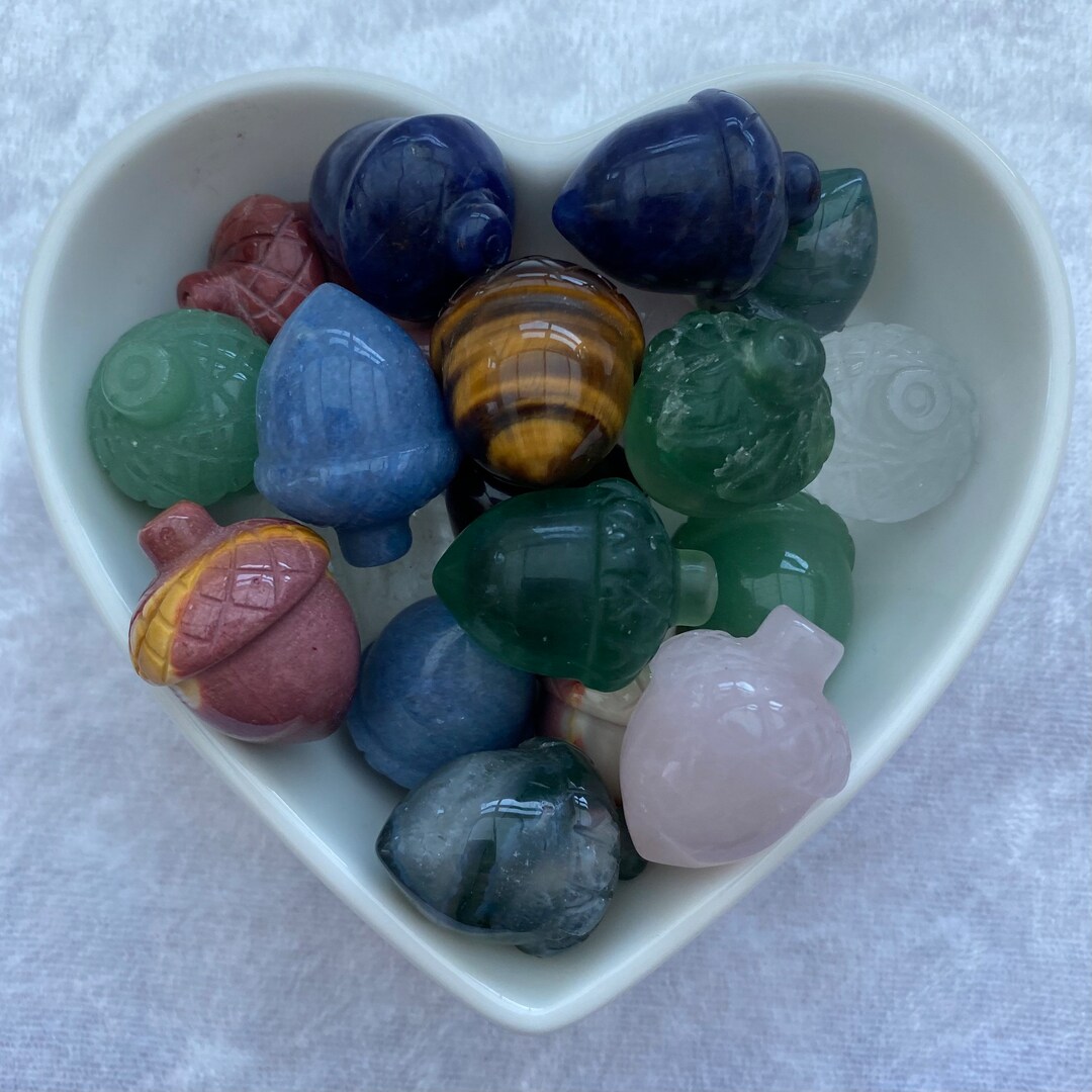 Mini Crystal Acorn Carvings - Etsy UK