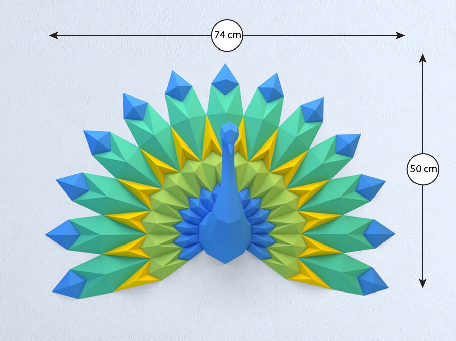 Peacock Papercraft Low Poly Peacock DIY Sculpture Create - Etsy