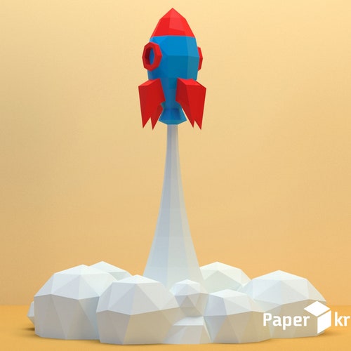 Rocket Launching Papercraft Sculpture Printable 3D Puzzle | Etsy Canada