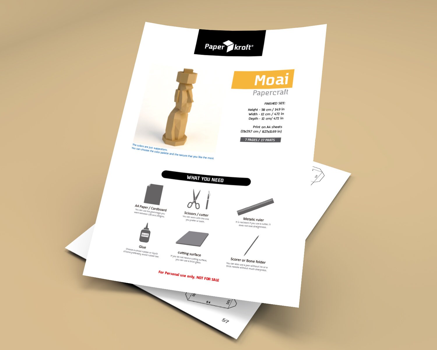 Papercraft Moai 3D Paper Craft Model DIY Paper Sculpture - Etsy UK