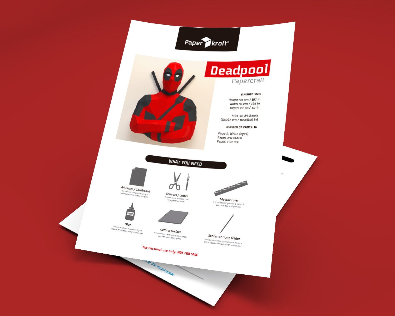 Paper Deadpool Template