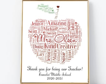 Digital APPLE Word Cloud Art Wordle Makes a Great Teacher Appreciation ...
