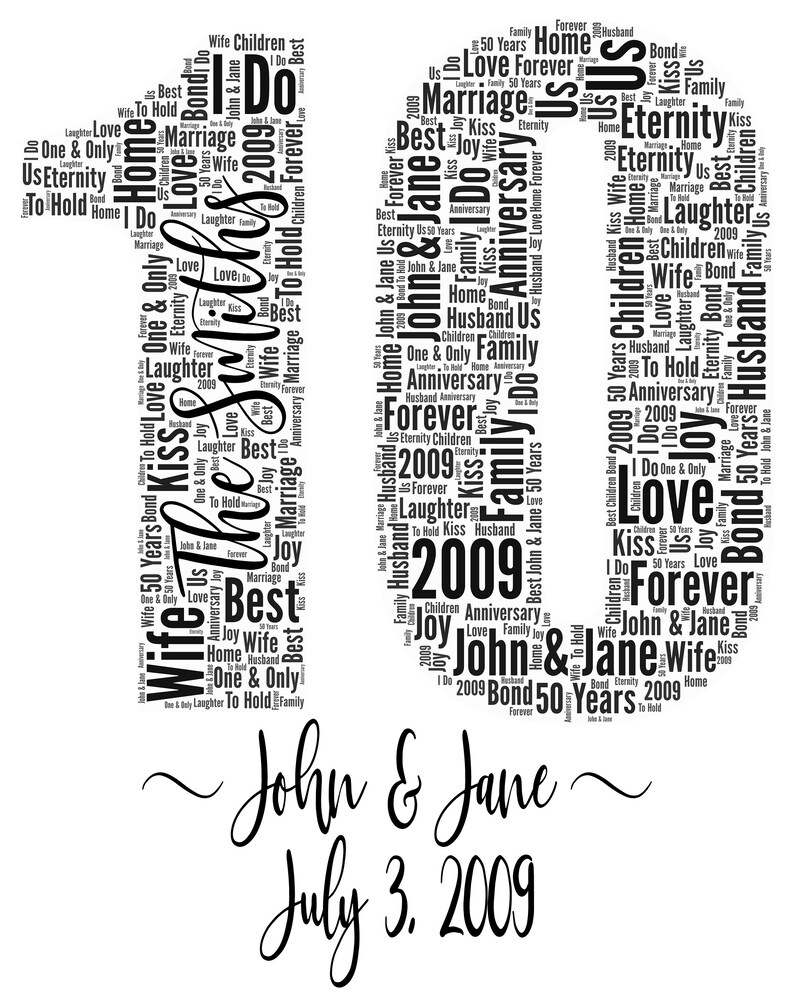 Custom Anniversary 10th Anniversary Gift 10 Year Anniversary 10th ...