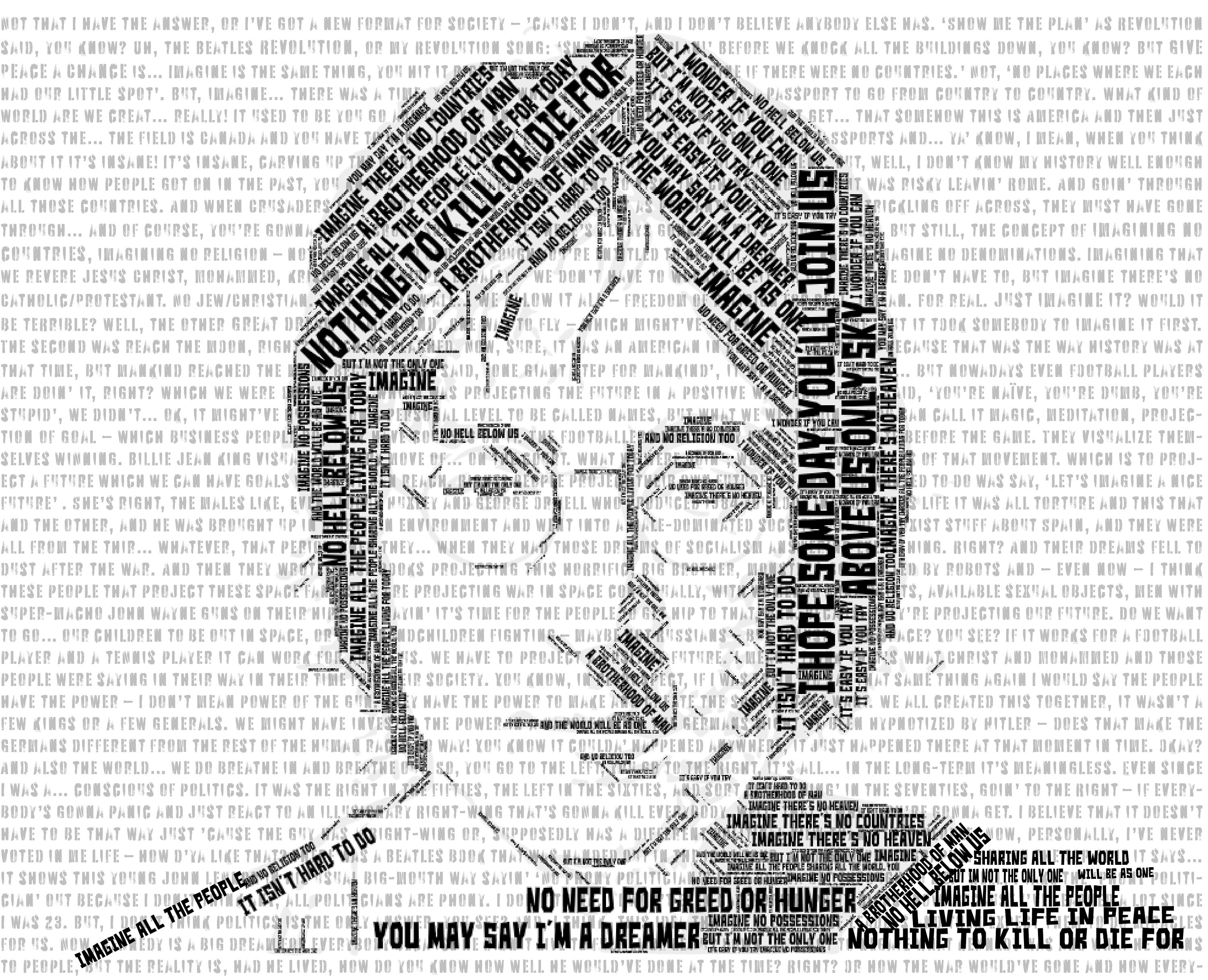 John Lennon Word Art Imagine Lyrics the Beatles Art John Lennon Word ...