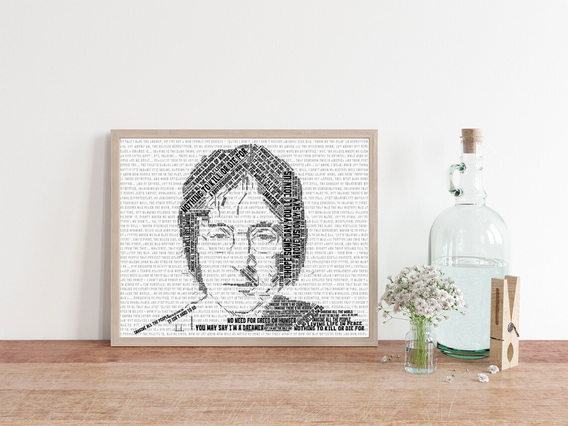 John Lennon Word Art Imagine Lyrics the Beatles Art John Lennon Word ...