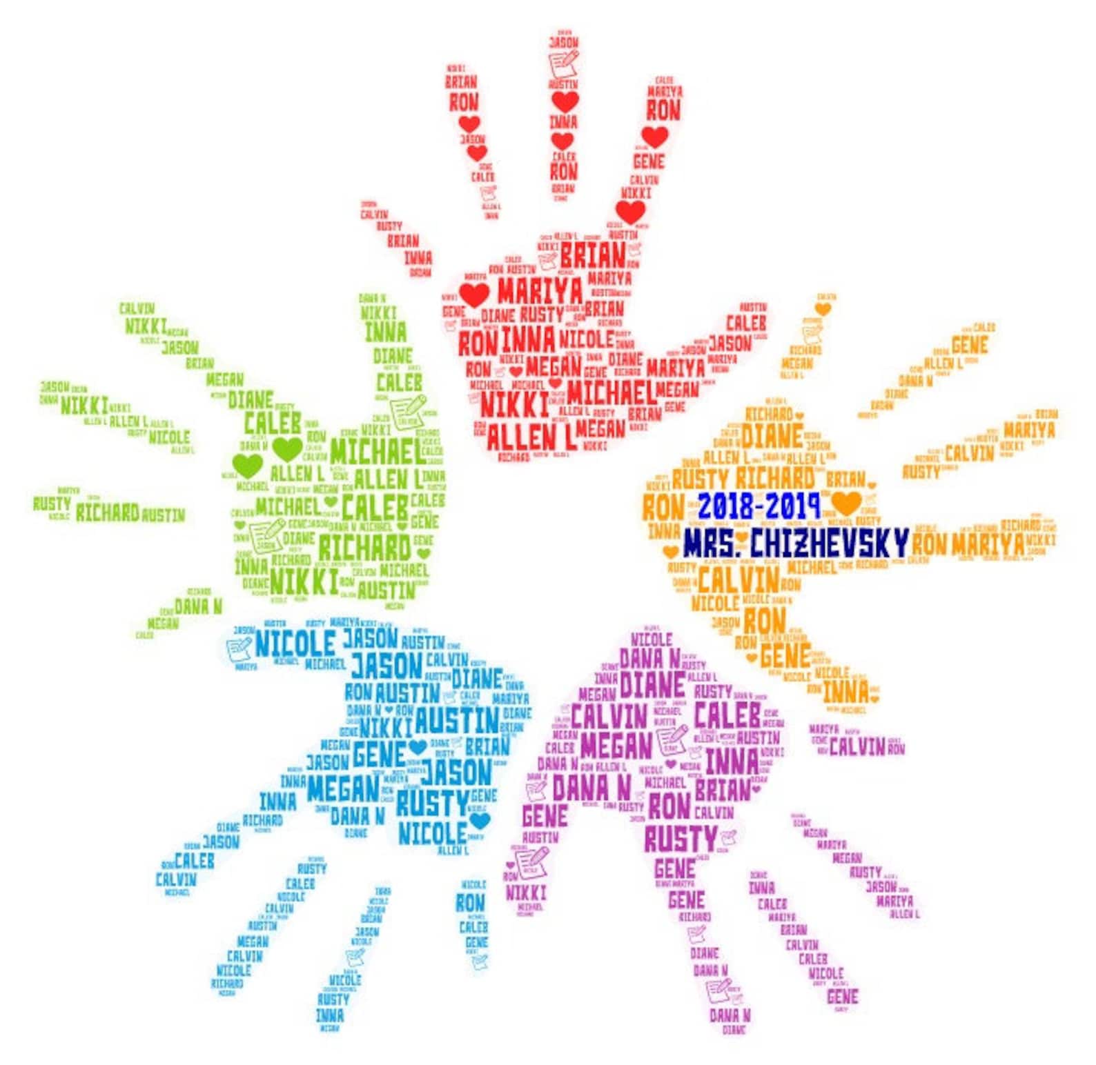 CUSTOM Teacher Word Art | Hands | Customizable | Teacher Appreciation ...