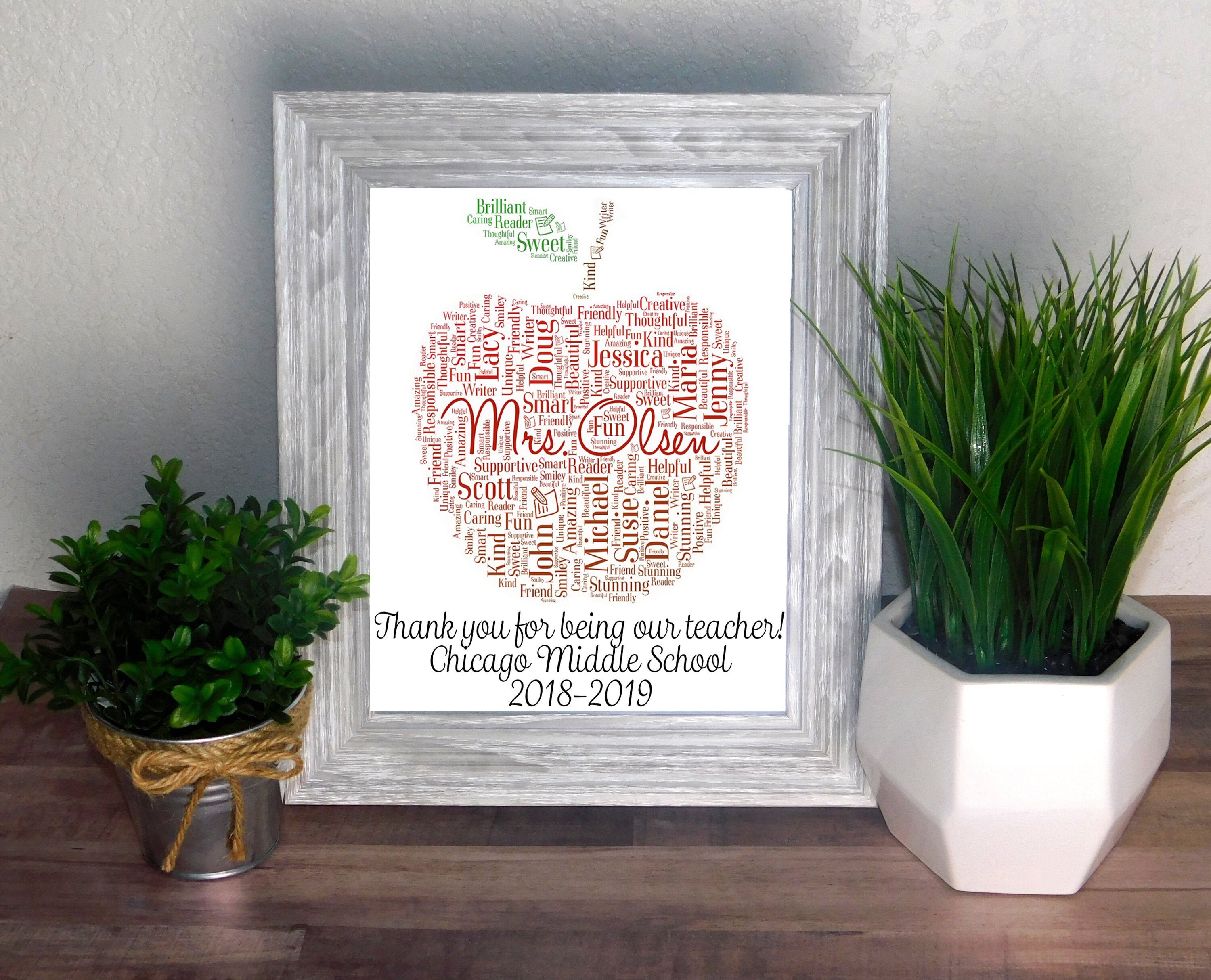 Custom TEACHER Word Art | Word Cloud | Apple | Customizable | Teacher ...