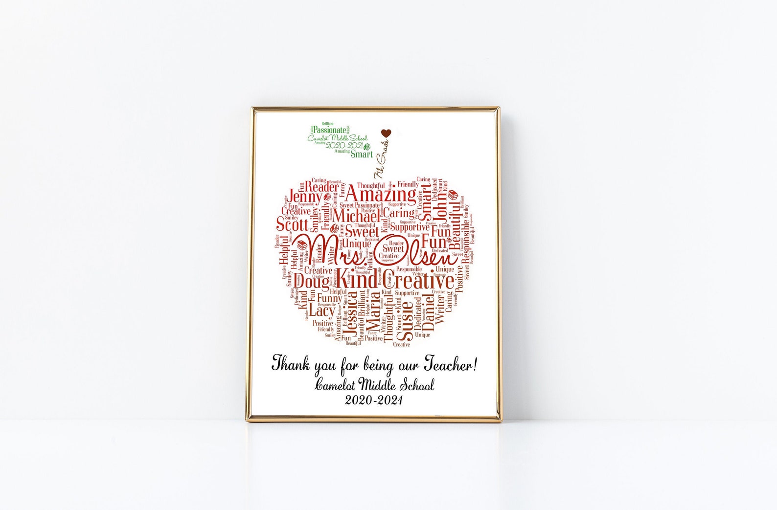 Custom TEACHER Word Art | Word Cloud | Apple | Customizable | Teacher ...