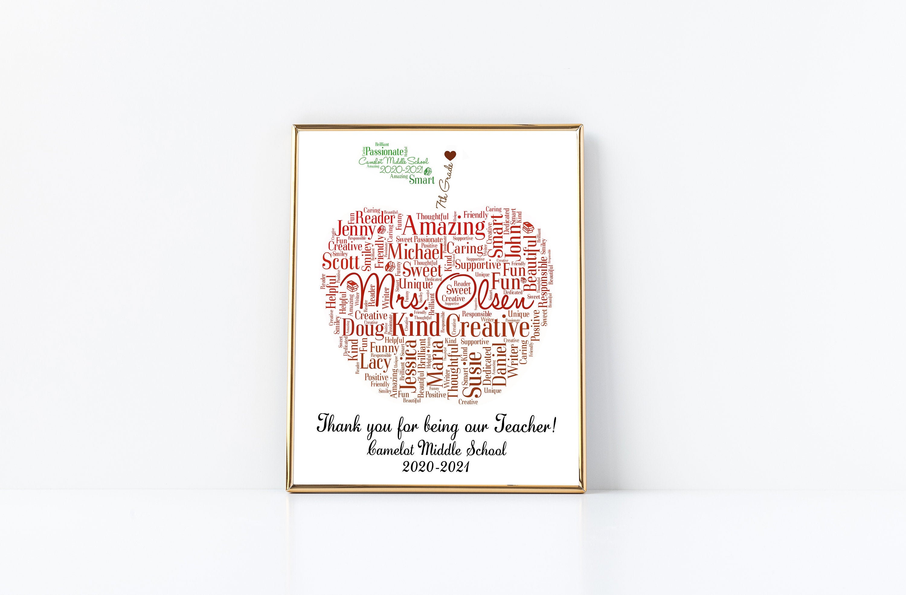 Custom TEACHER Word Art | Word Cloud | Apple | Customizable | Teacher ...