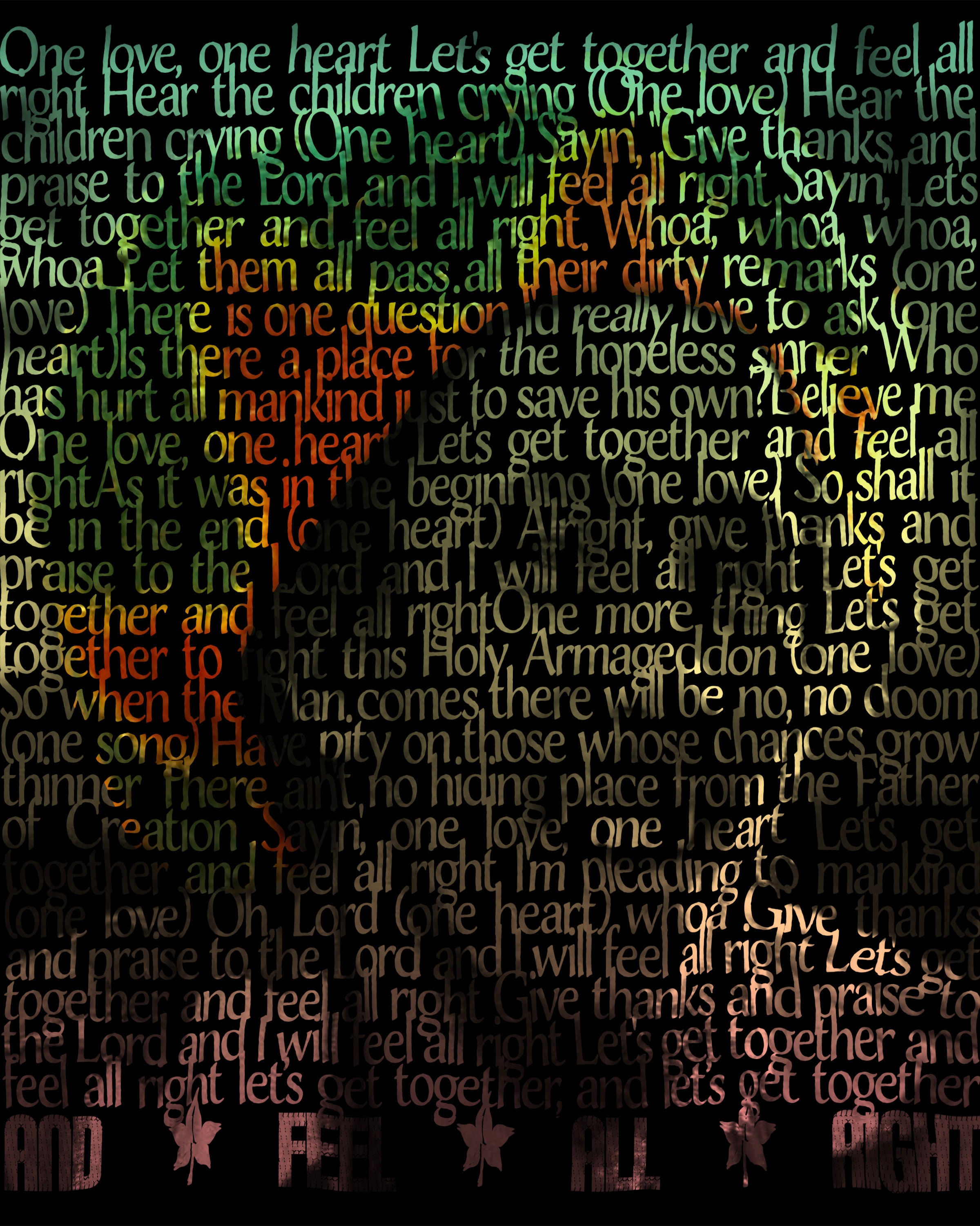 Bob Marley Typography Portrait Text Portrait Word Art Portrait One Love ...