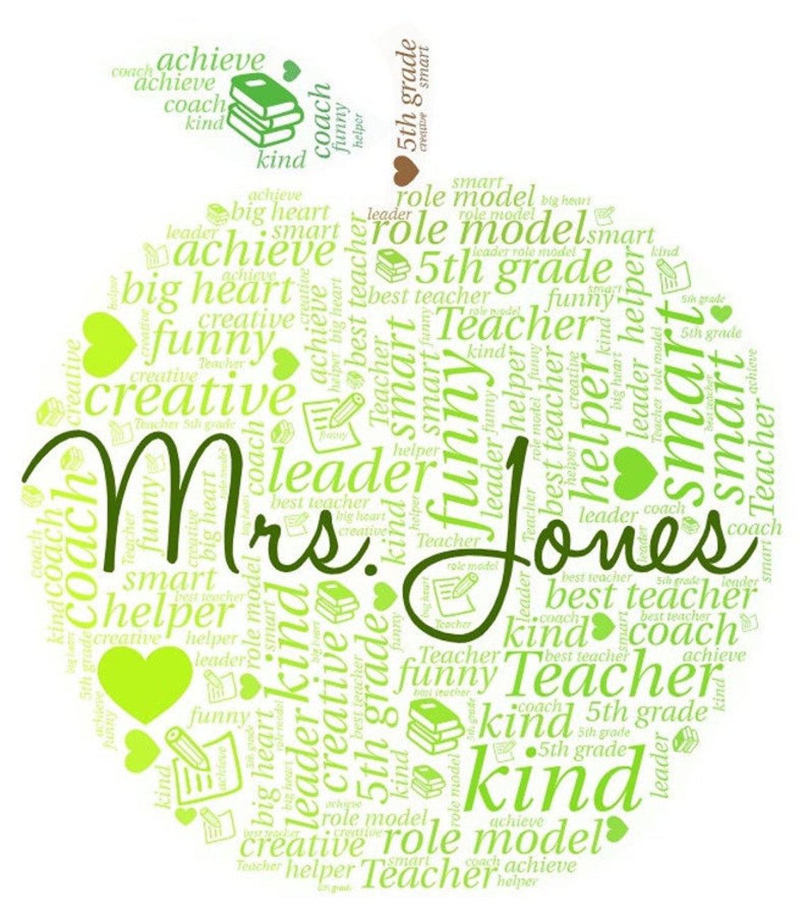 Custom TEACHER Word Art | Word Cloud | Apple | Customizable | Teacher ...