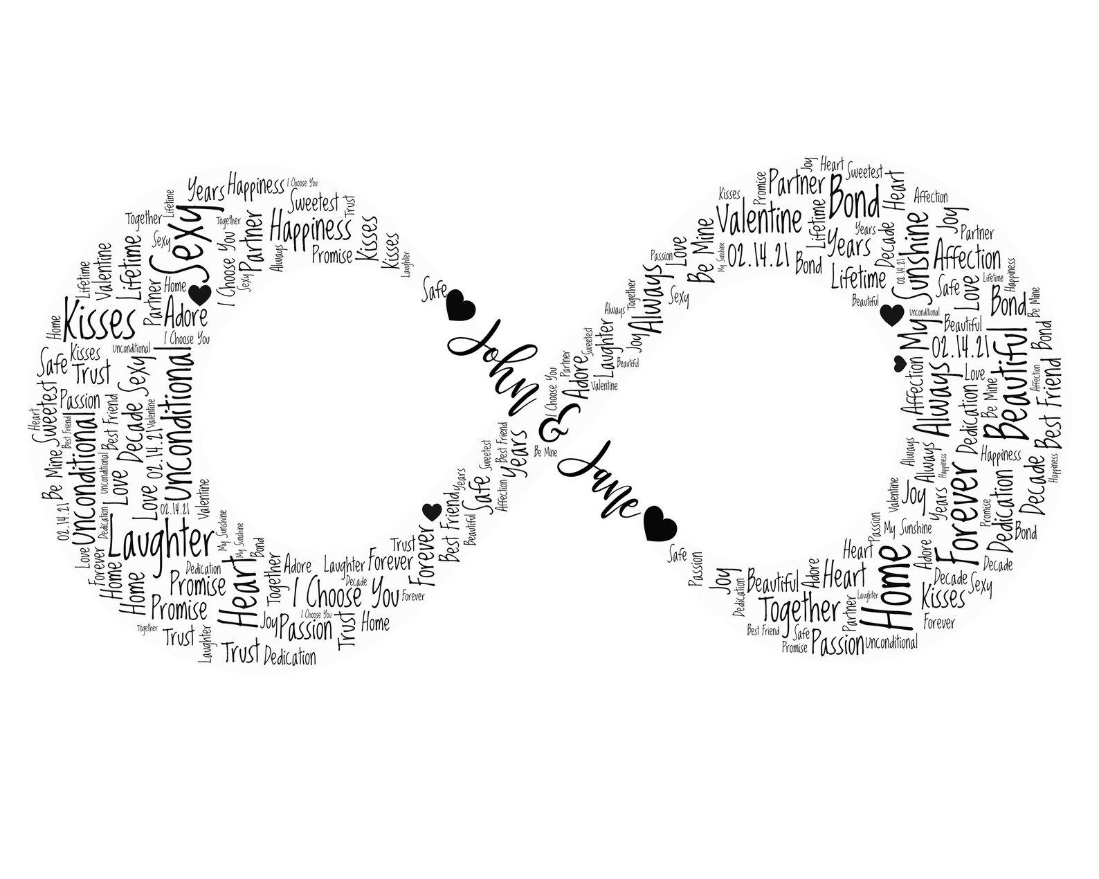 Custom Infinity Sign Word Art | Valentine's Day Gift | Anniversary Gift ...