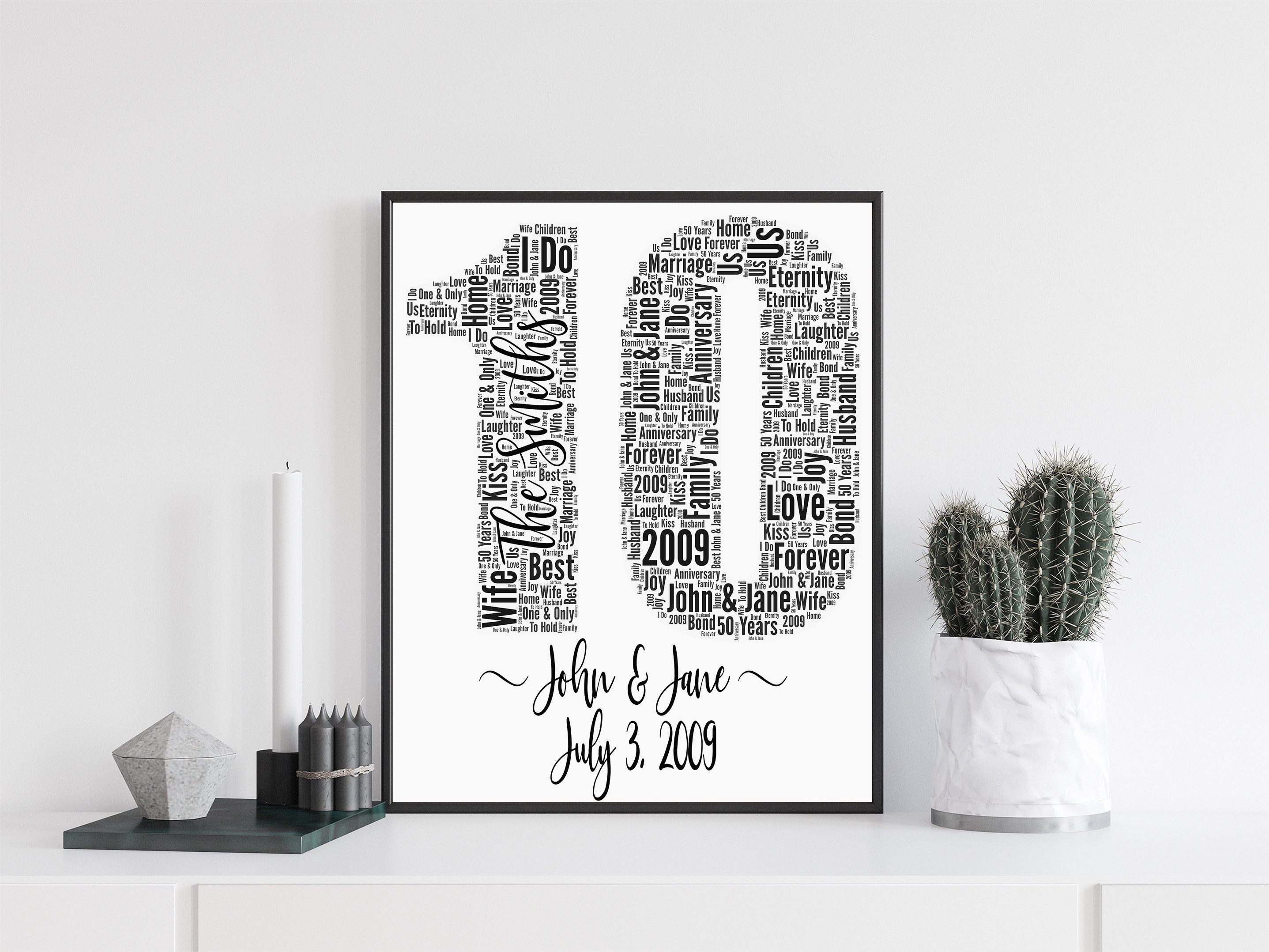 Custom Anniversary 10th Anniversary Gift 10 Year Anniversary 10th ...