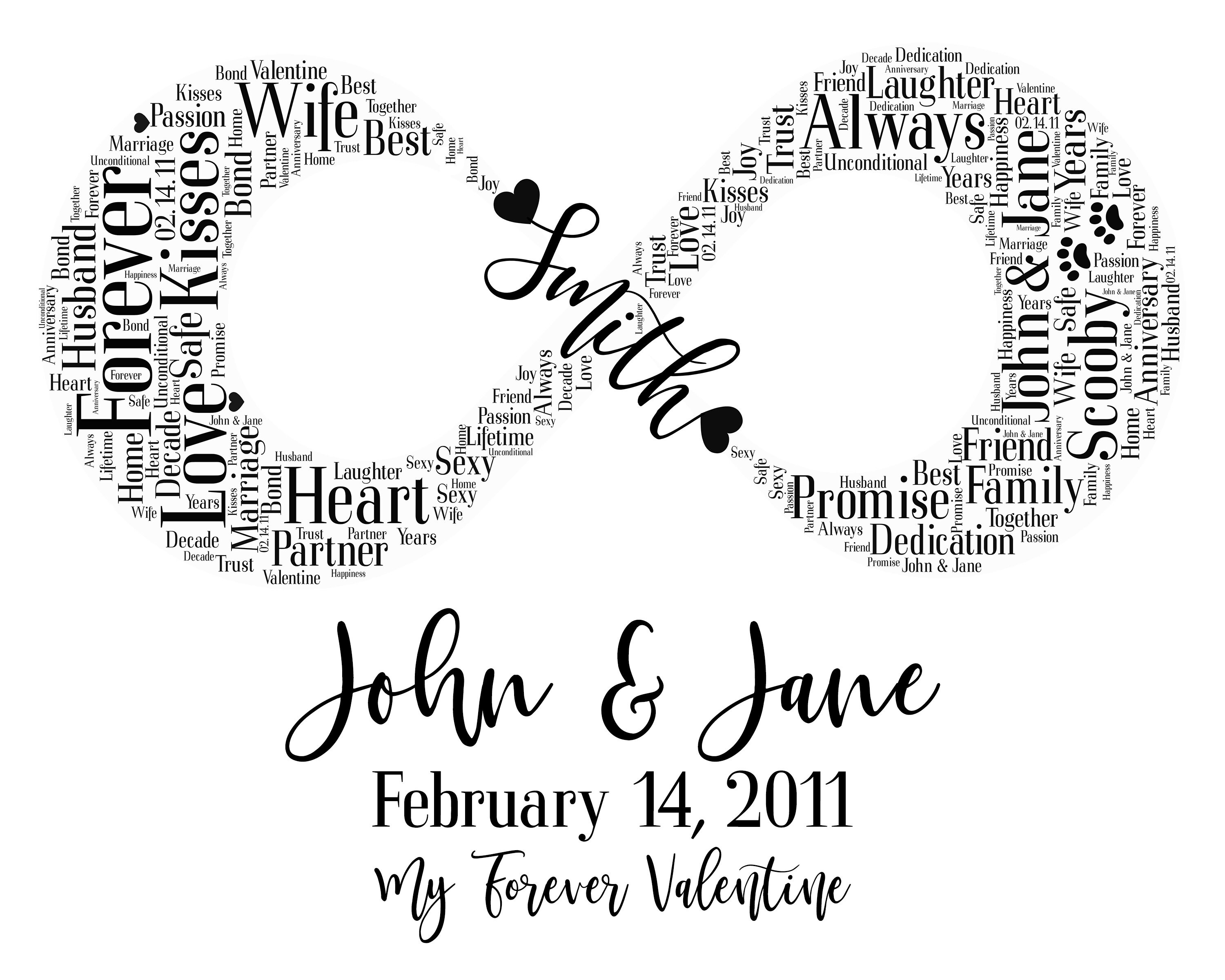 Custom Infinity Sign Word Art Valentine's Day Gift Anniversary Gift ...