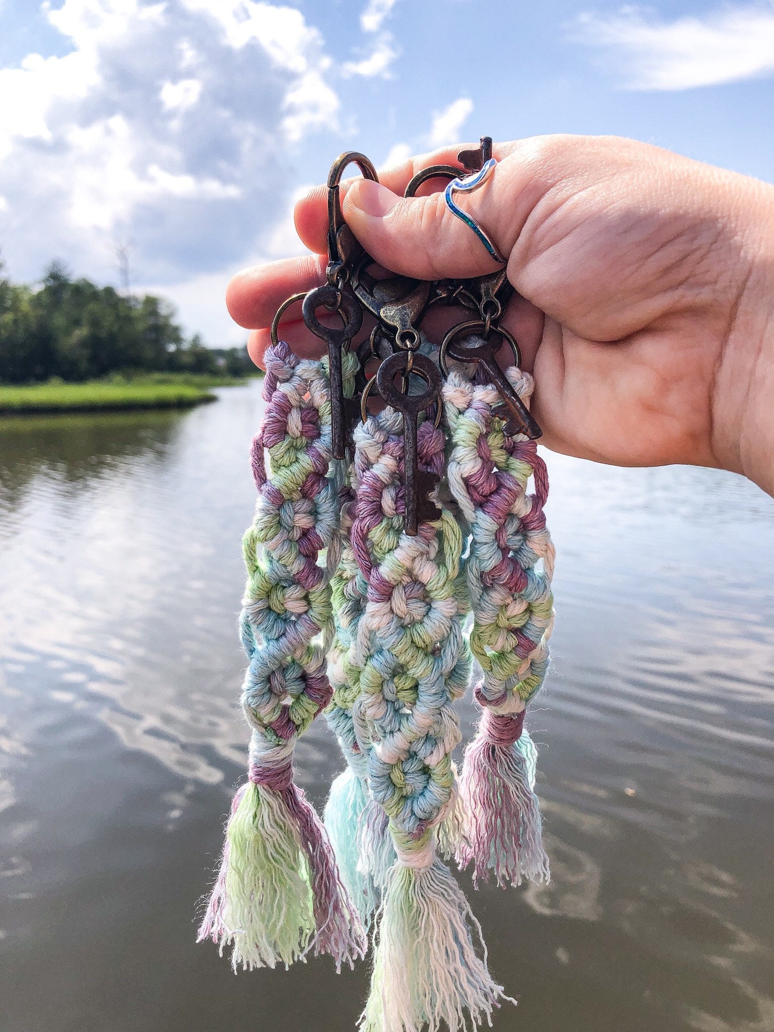 Tie Dyed Macrame Keychain Macrame Tie Dye Keychain Tie Dye - Etsy