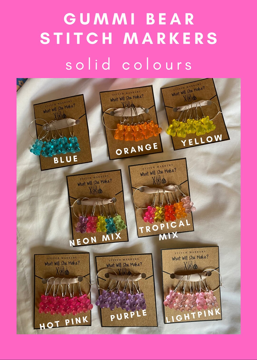 Gummi Bear Stitch Markers (solid Colours) - Pack of 5 - for Knitting ...