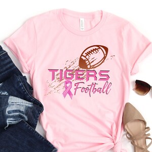 Custom Football Shirt, Football Pink Ribbon Shirt for Football Fan ...