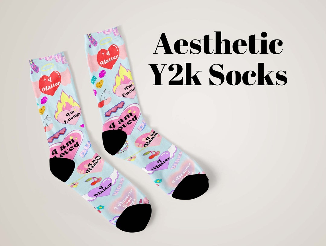 Positivity Affirmations Socks, Y2k Retro Socks for Y2k Lovers Birthday Gift, Y2k Aesthetic, Y2k ...