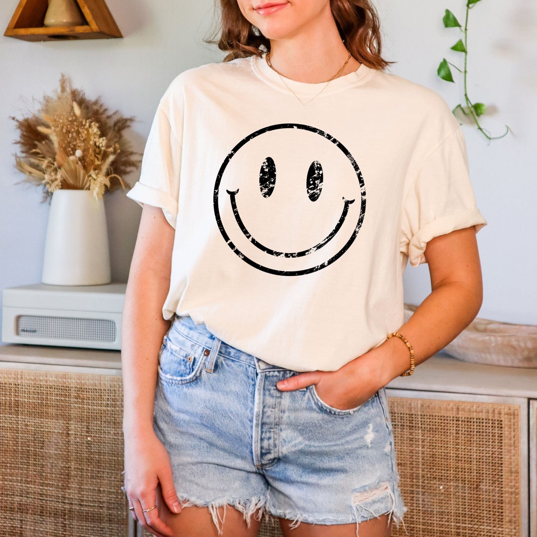 Distressed Smile Face Shirt, Smile Face Comfort Colors Shirt for Him ...