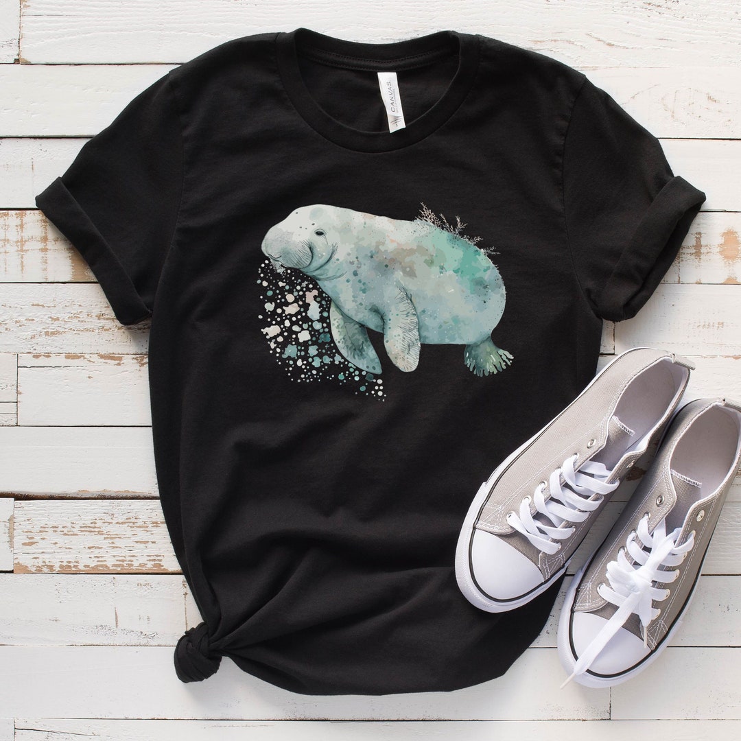 Manatee Watercolor Shirt, Sea Cow Shirt for Manatee Lover Gift, Cute ...