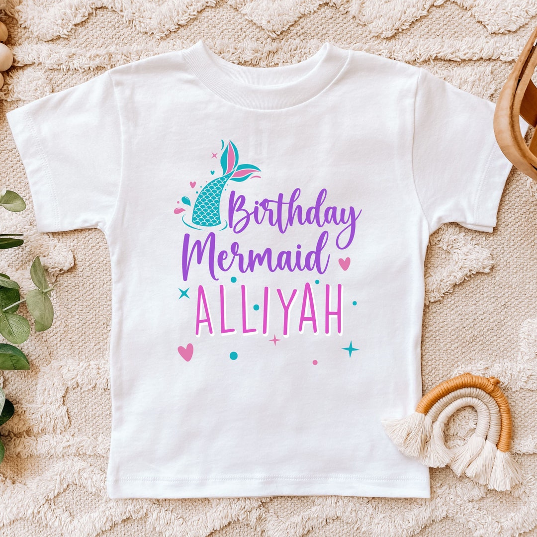 Personalized Birthday Mermaid Kids Shirt, Mermaid Birthday Shirt for ...