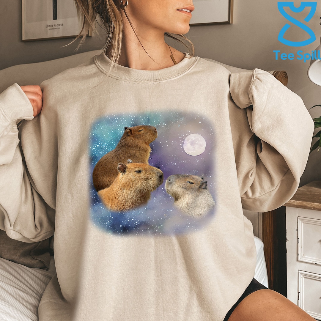 Three Capybara Moon Sweatshirt, Capybara Gift Hoodie for Men/women ...