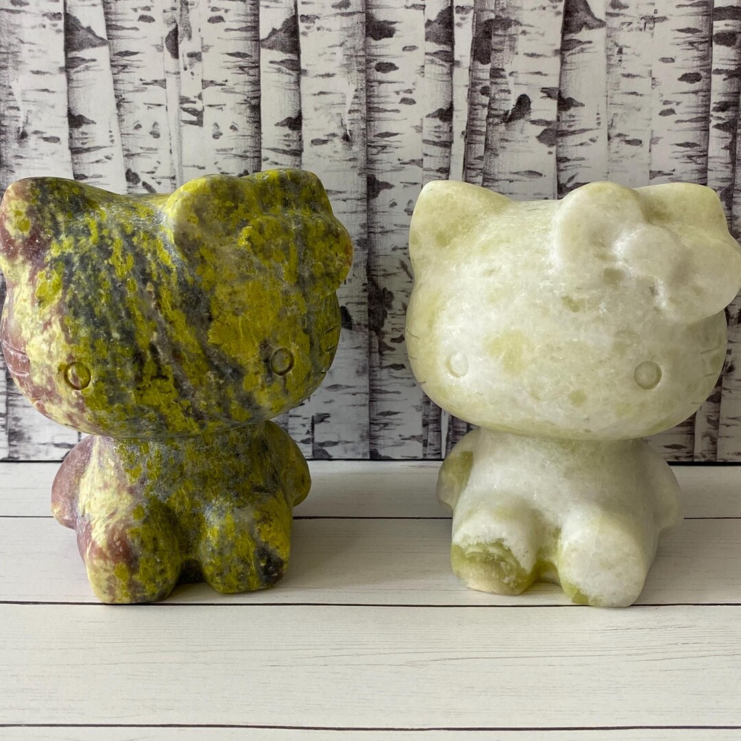 Hello Kitty Plum Blossom Jade or Green Jade Crystal Carving - Etsy