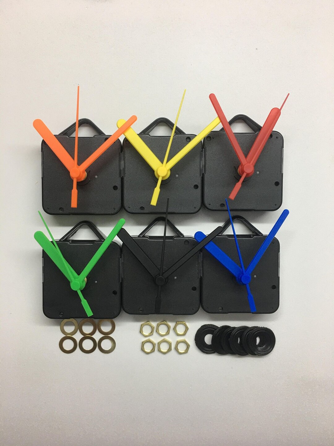 6 Quartz MEDIUM Spindle Movements MECHANISMS Incl Plastic Hands 55mm ...