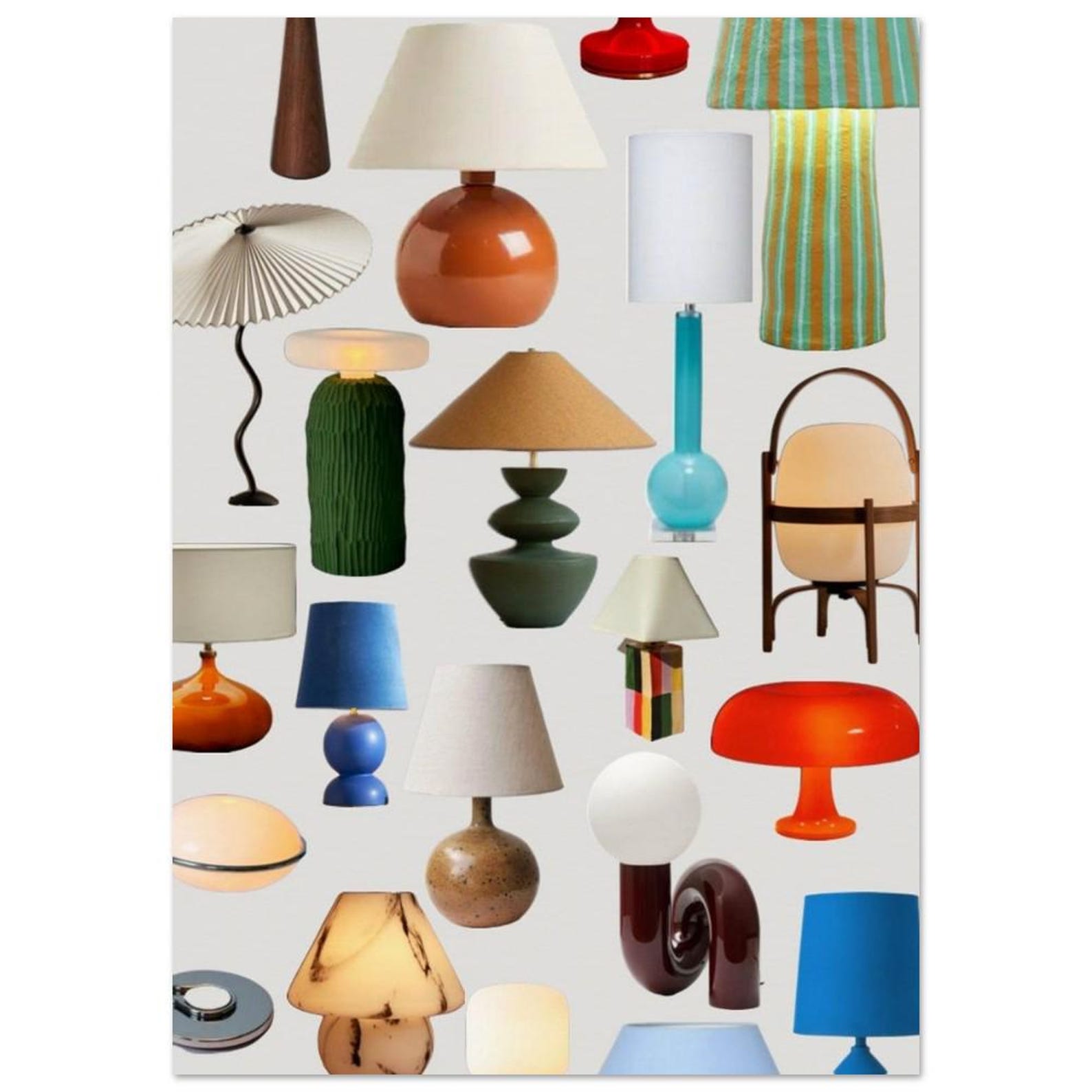 Illuminated Lamps Collage - Museum-quality Aesthetic Art Print ...