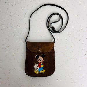 Rare Vintage Leather Mickey Mouse Crossbody Purse, Vintage Mickey Mouse ...