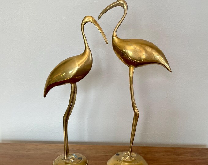 Vintage Brass Storks, Statues, Mid Century Modern Brass Figural Birds ...