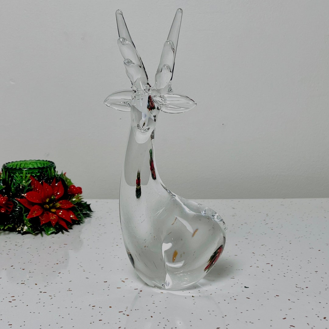 Vintage Art Glass Deer Clear Blown Glass Deer Christmas Decor - Etsy