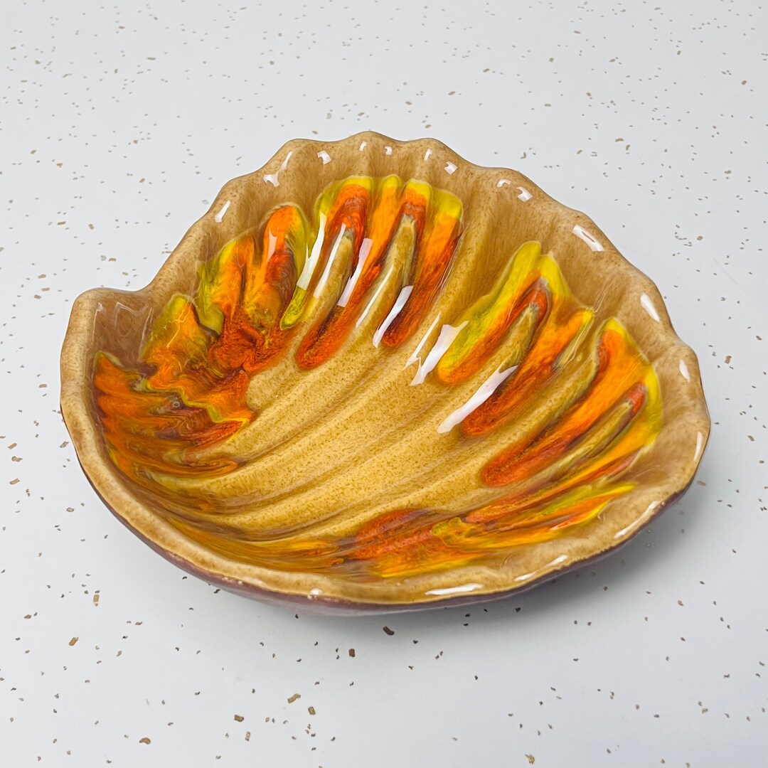 Groovy Drip Glaze Pottery Vintage Sequoia Pottery Clam Shell Catchall ...
