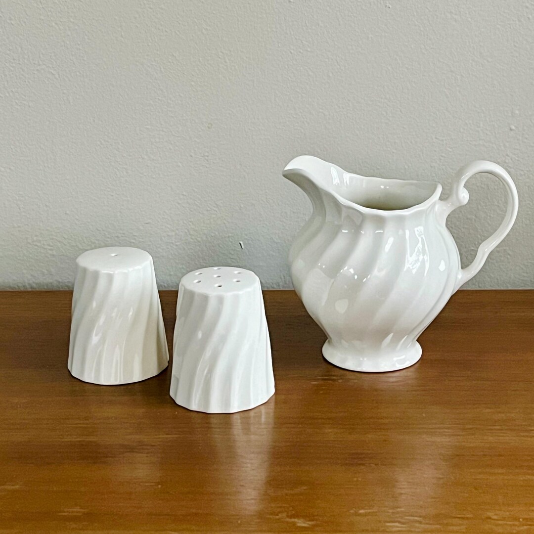 Vintage Snow White Regency Creamer, Syrup Pitcher, Salt and Pepper ...