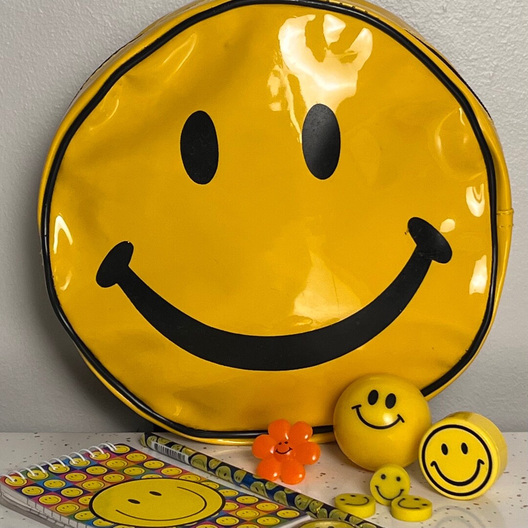 Vintage Smiley Face Back Pack Y2K Retro Rave Back to School Nostalgic ...