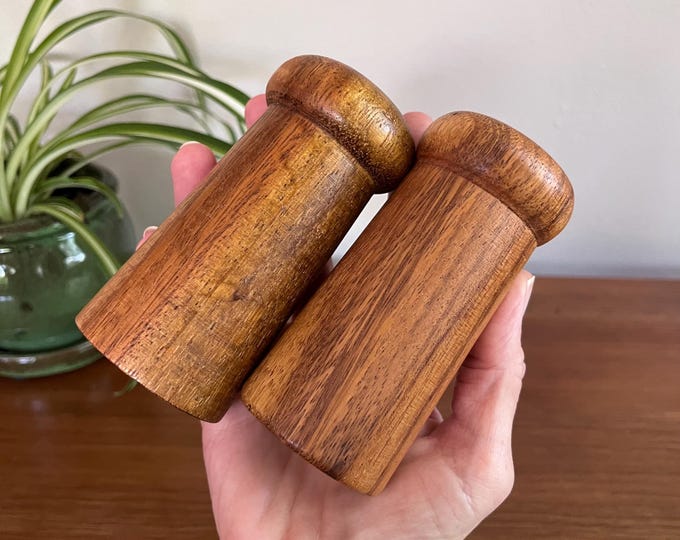 Mid Century Modern Teak Salt & Pepper Shaker, Mushroom Shape, Danish ...