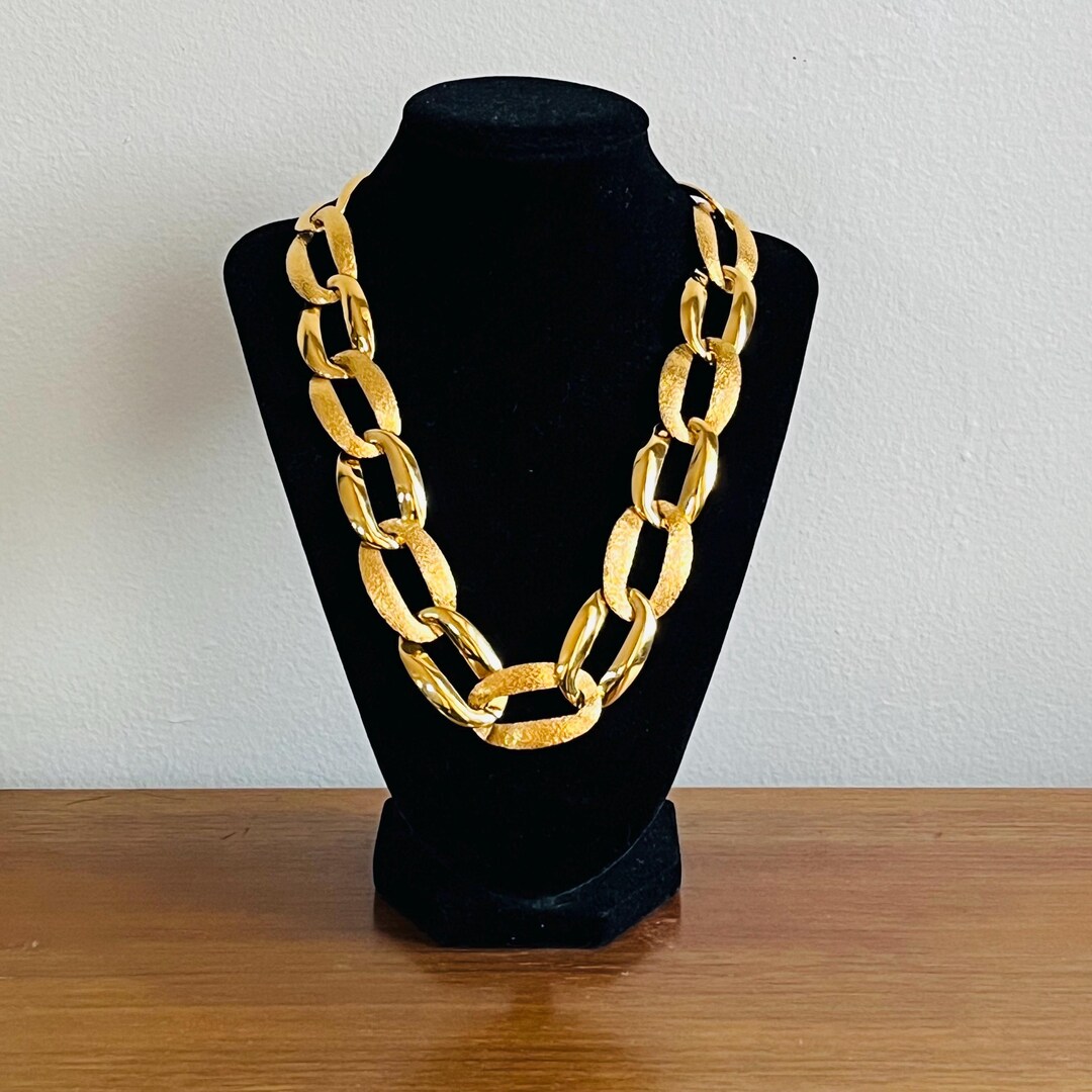 Vintage Napier Gold Tone Chunky Chain Necklace 1980s Vintage Gold ...