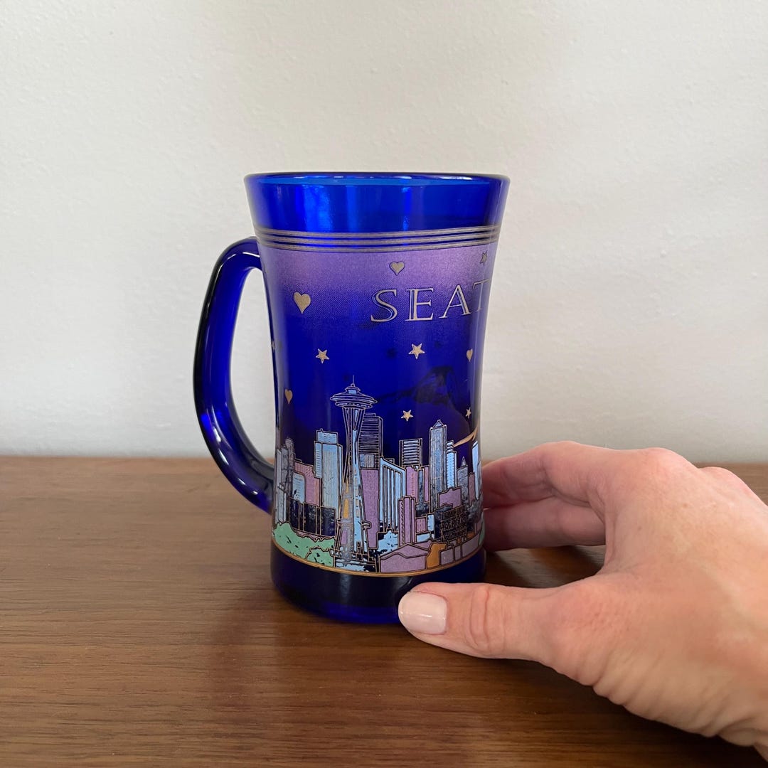 Seattle Cobalt Blue Coffee Mugs Vintage Cobalt Blue Coffee Cups Sun ...