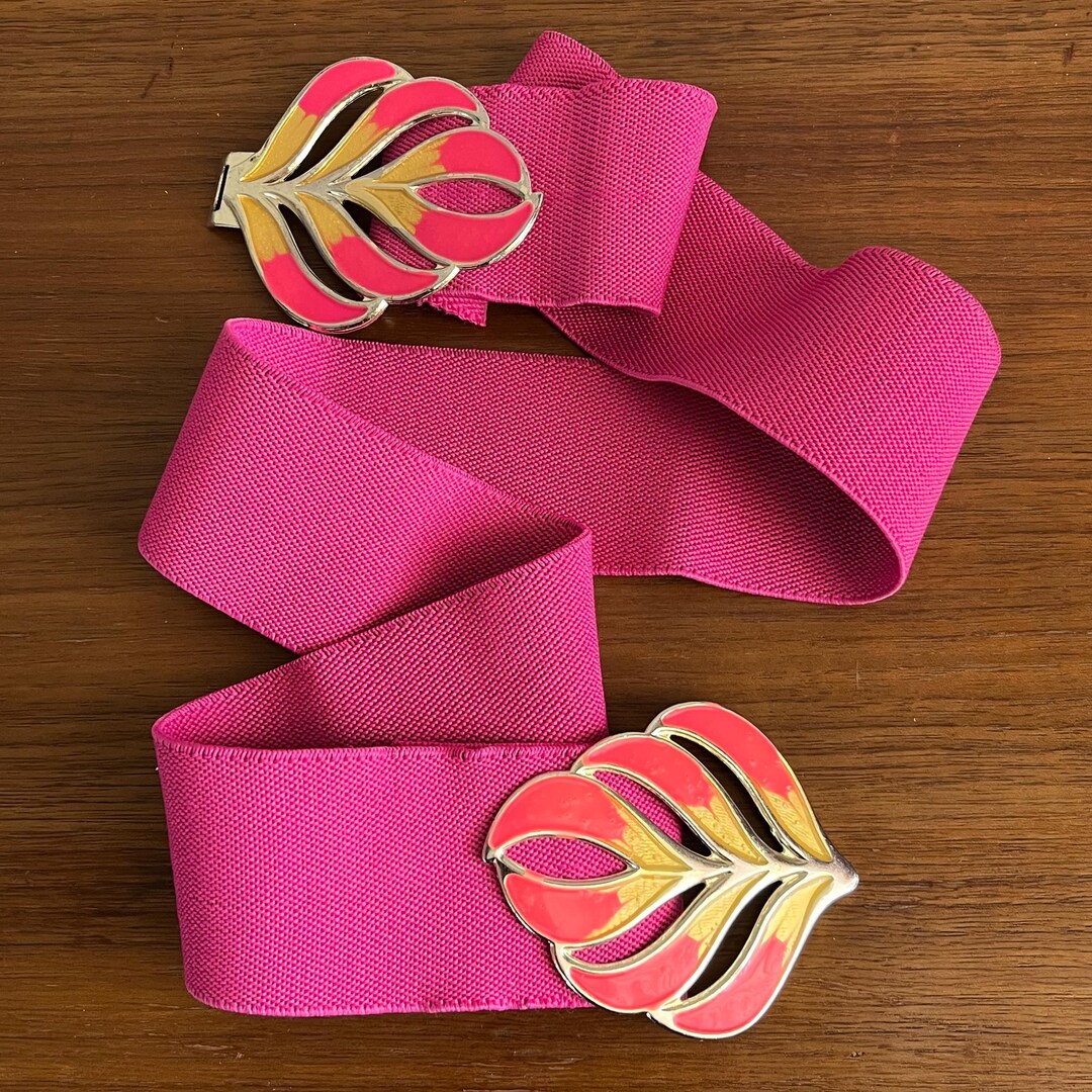 Vintage Hot Pink Stretch Belt, Art Deco Style, 1980s Stretchy Belt - Etsy