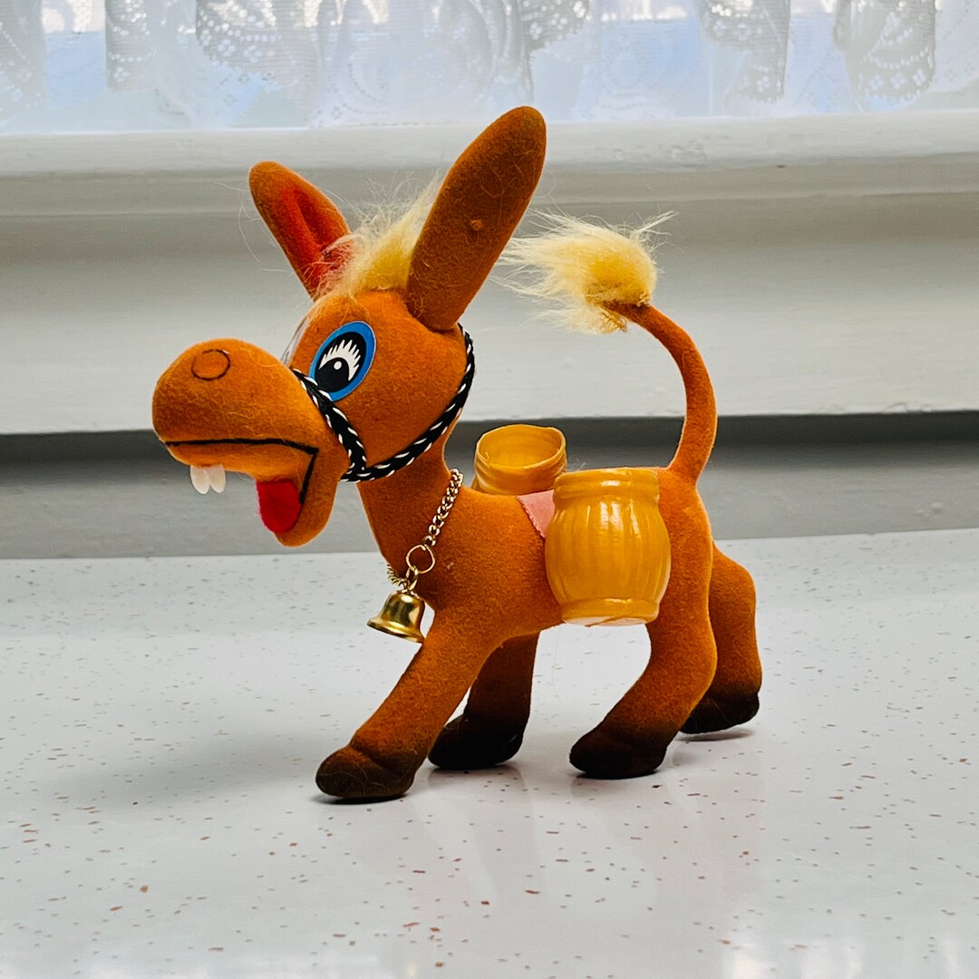 Vintage Flocked Donkey With Barrels Kitsch Donkey Toothpick - Etsy