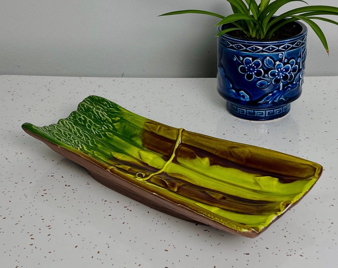Vintage Ceramic Asparagus Dish Vegetable Veggie Mid Century Kitsch ...